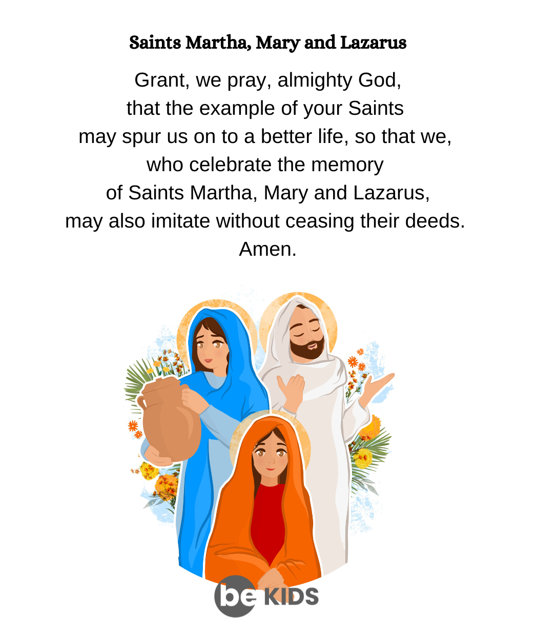 Sts. Martha, Mary and Lazarus - BeKids